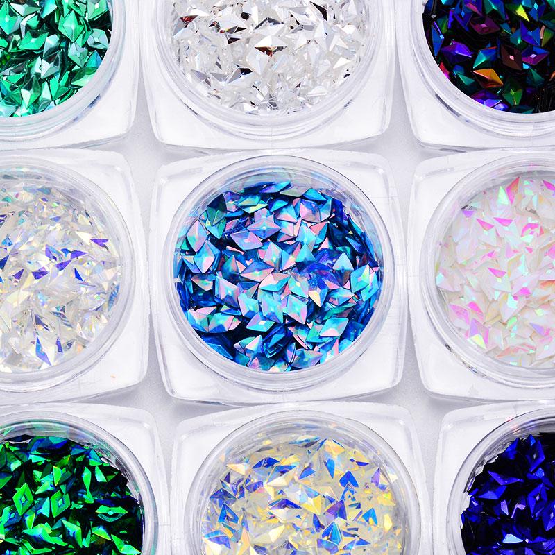 Buy Laser Rhombus Glitter Sequins Paillettes Flakes Mixed Diamond Nail ...