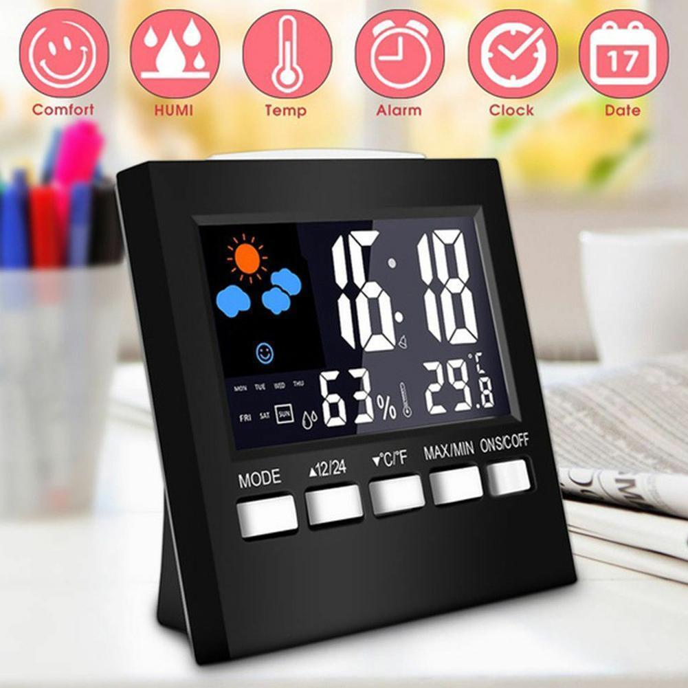 Buy Weather Clock Color Screen Digital Display Thermometer Alarm Clock ...