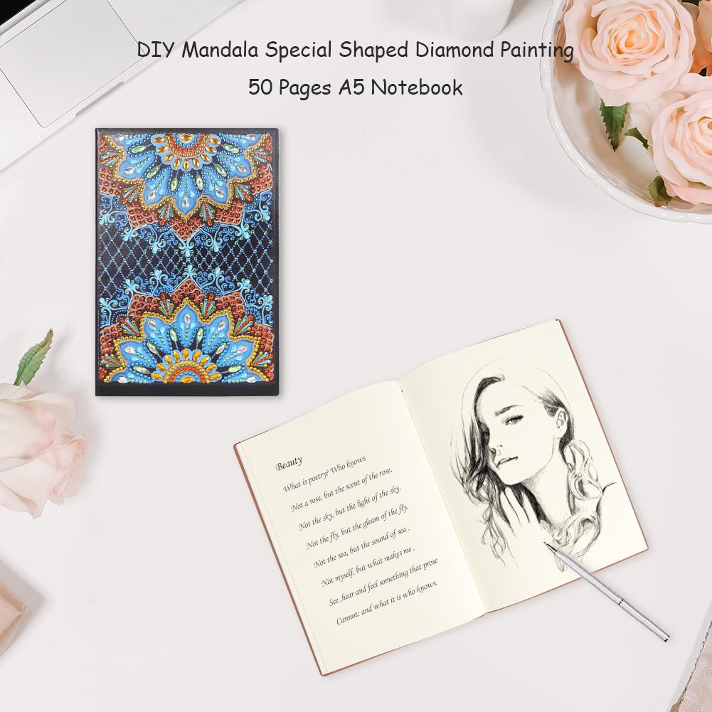 Buy DIY Mandala Special Shaped Diamond Painting 50 Pages A5 Diary Book ...
