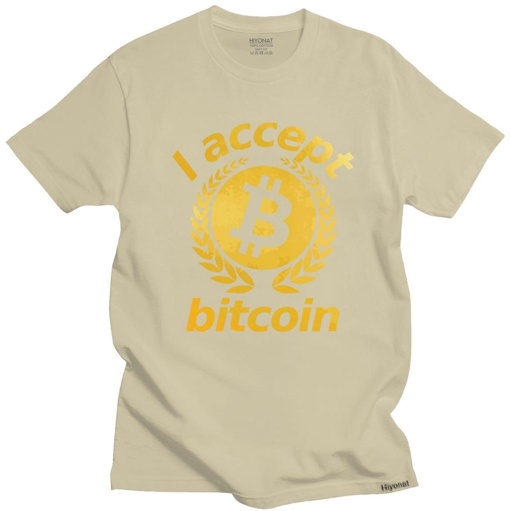Funny I Accept Bitcoin T Shirt Men Short Sleeved Btc T-Shirt ...