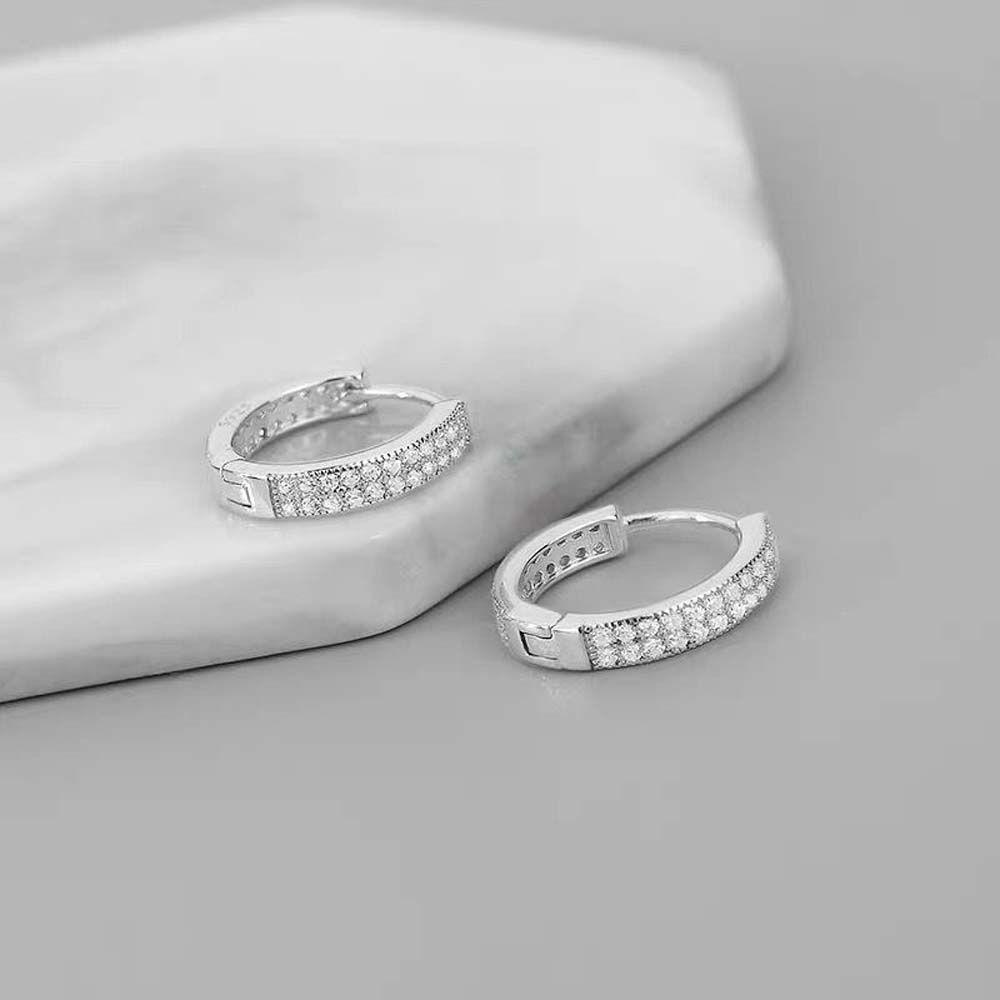 Shiny Ear Jewelry Round Buckle Hoop Earrings Korean Style Earrings Stud ...