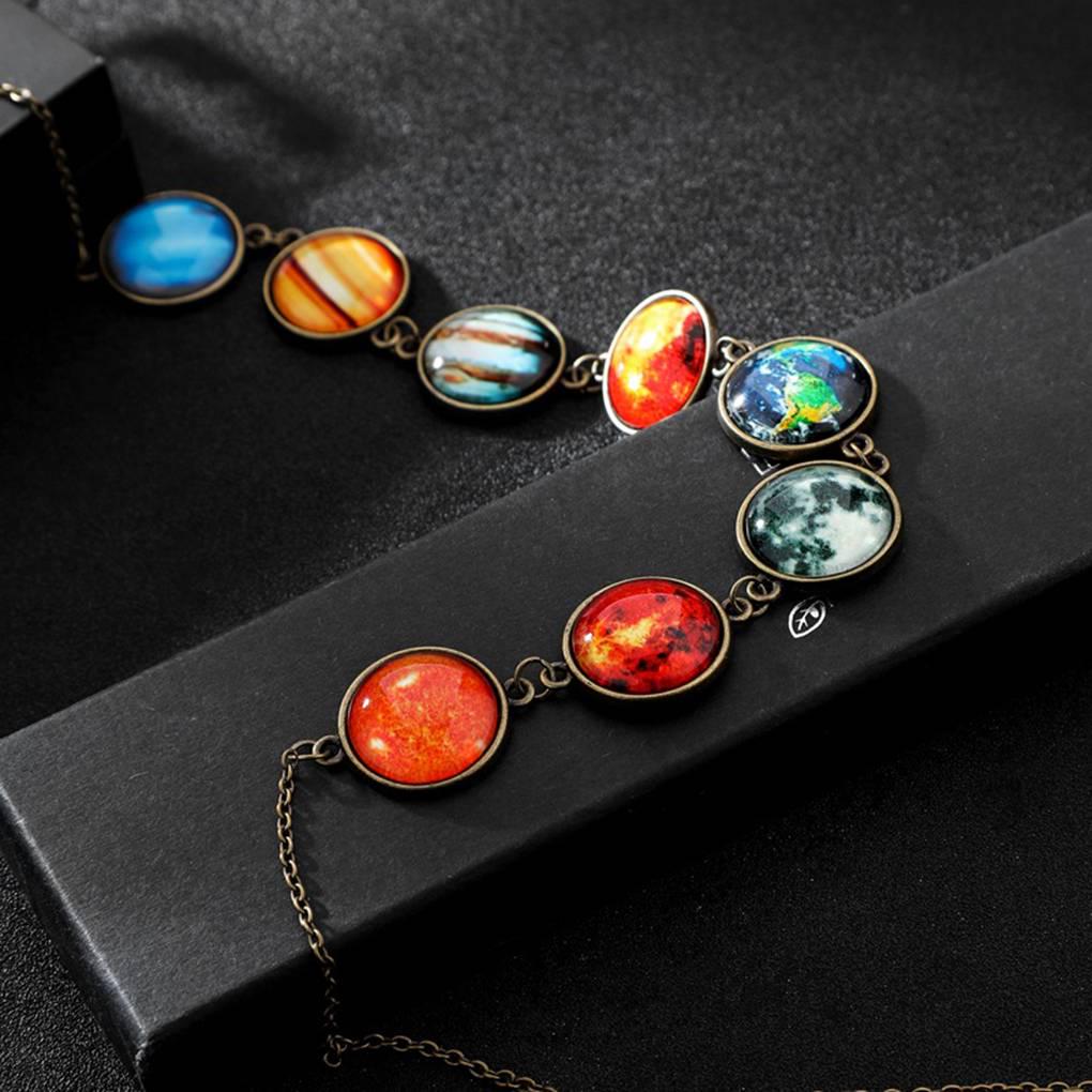 Buy Women Galaxy Eight Planet Necklace Pendant Glass Ball Universe ...