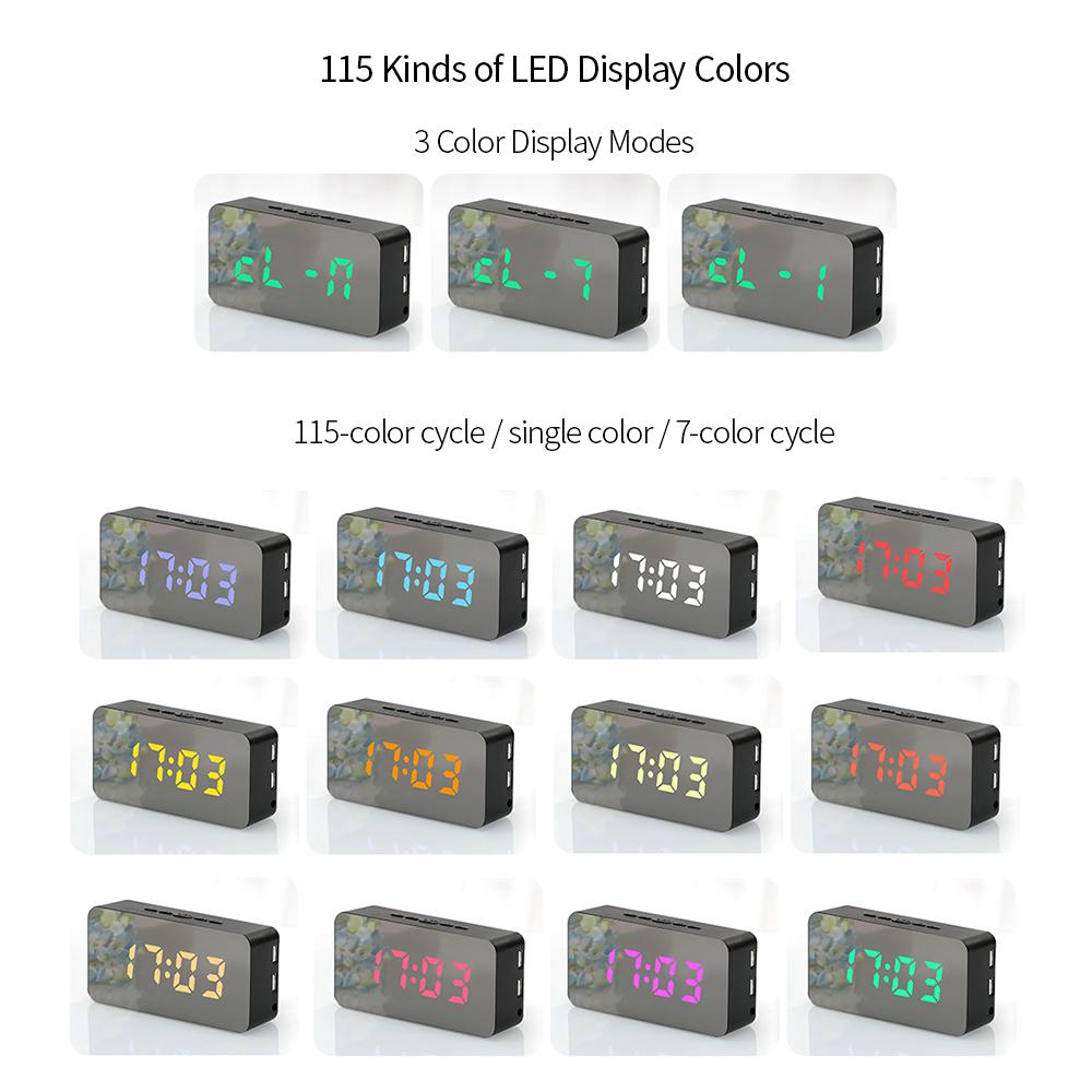 Buy Digital Colorful RGB LED Mirror Alarm Clock USB/Battery Powered ...