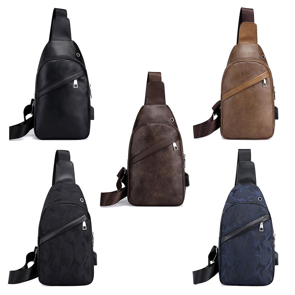 Buy PU/Nylon Men Chest Crossbody Messenger Bag with Headphone Hole ...