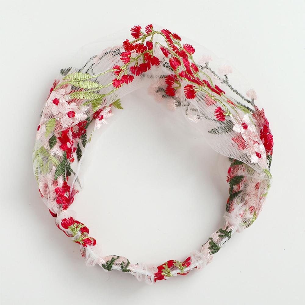 Women Simple Embroidery Face Wash Lace Korean Hair Accessories Headdress Turban Headband Hair Band