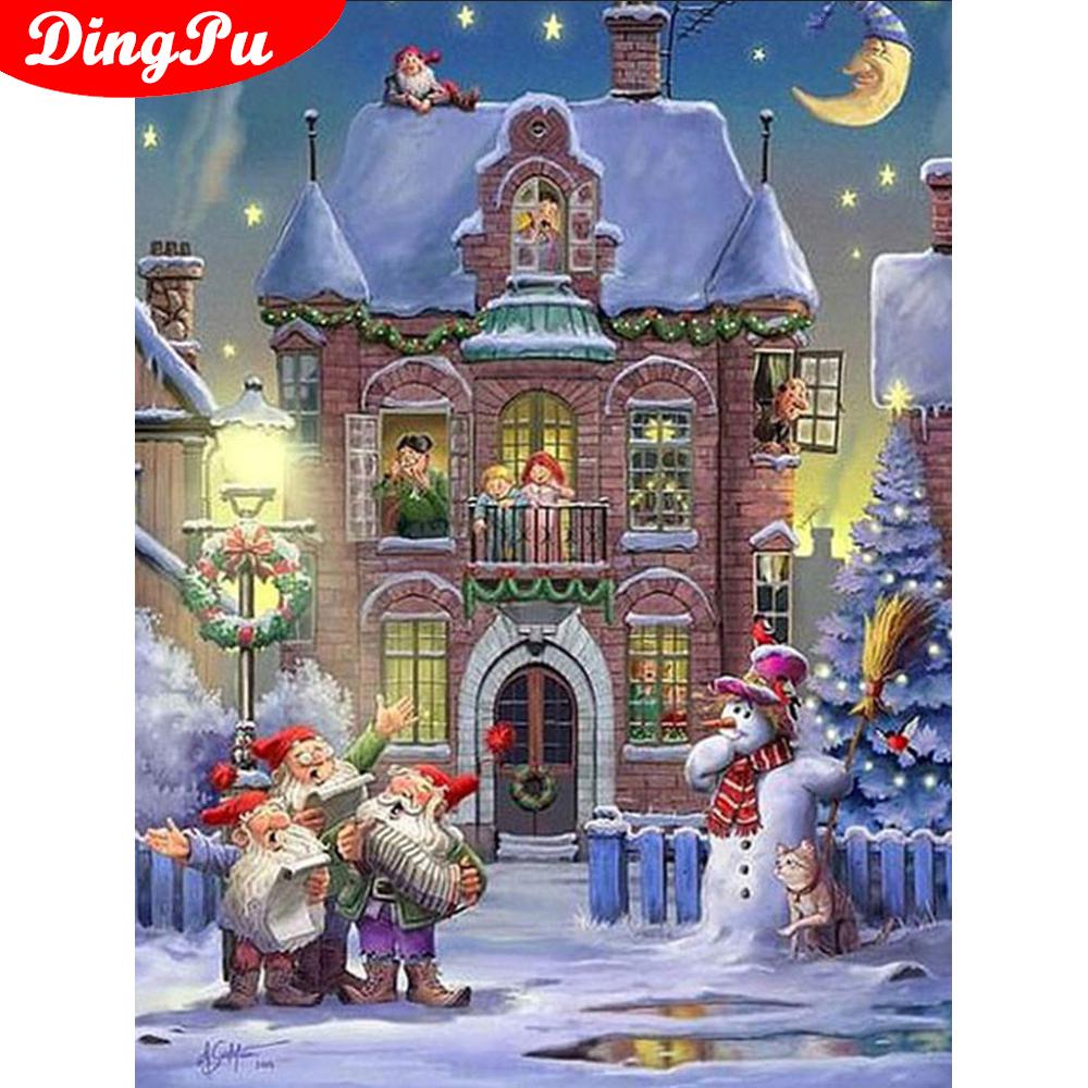 5D Christmas Diamond Painting Landscape Full Drill Round Home ...