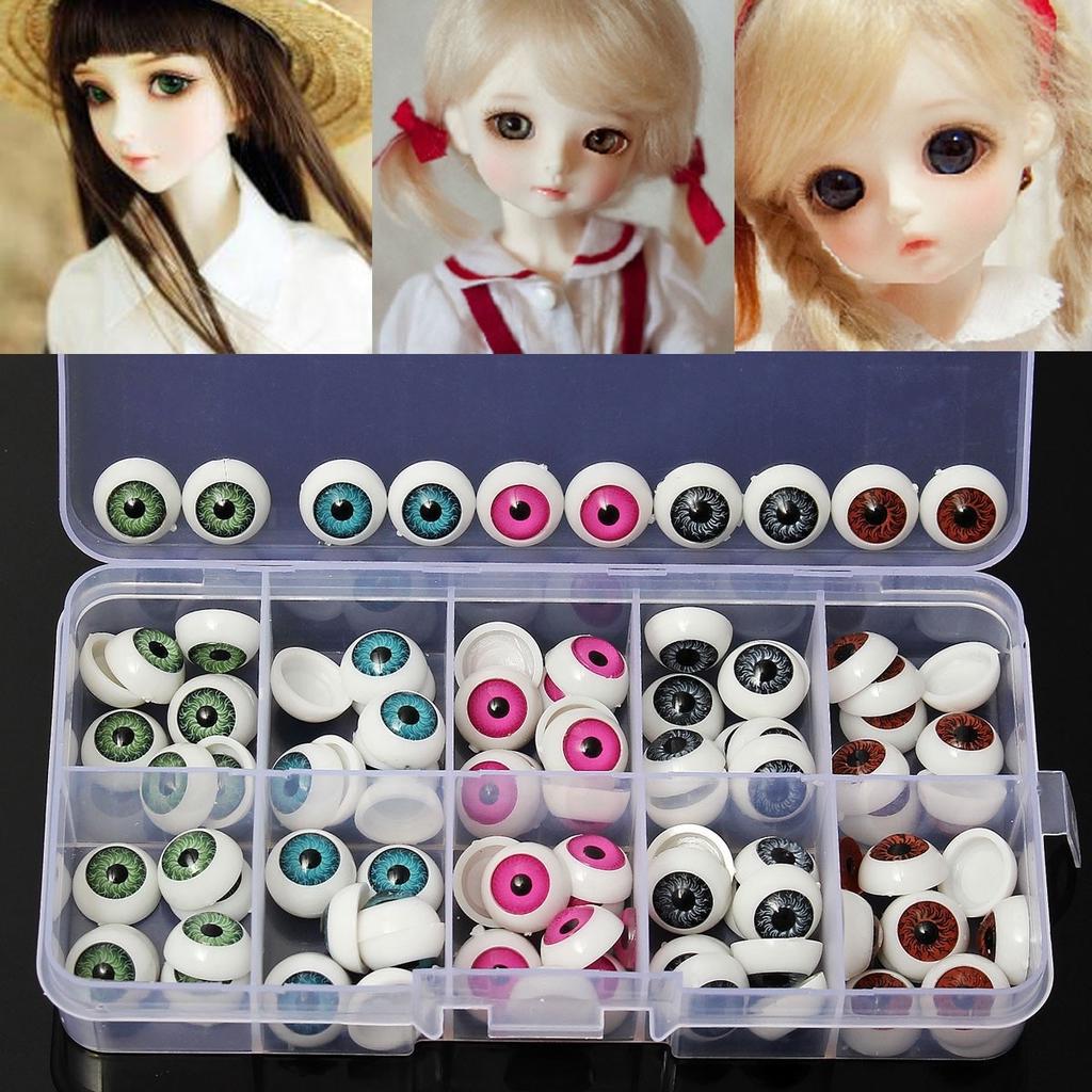 Buy 100PCS DIY Doll Eyeballs Half Round Acrylic Eyes Craft Box for Doll ...