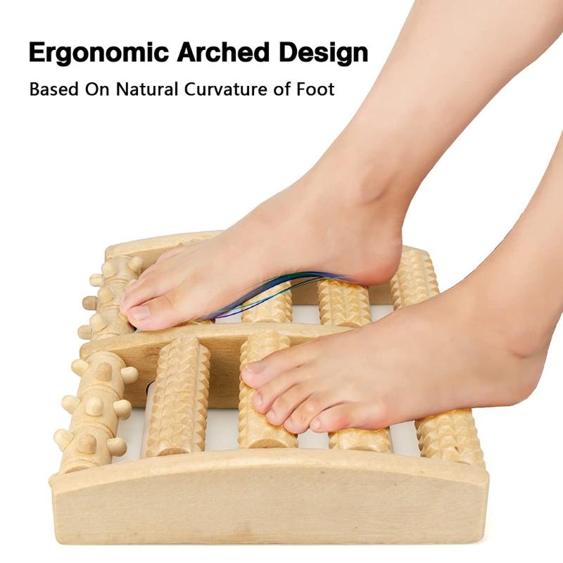 Dual Foot Massager Roller Wood Rollers Relax Relieve Heel Arch Pain ...