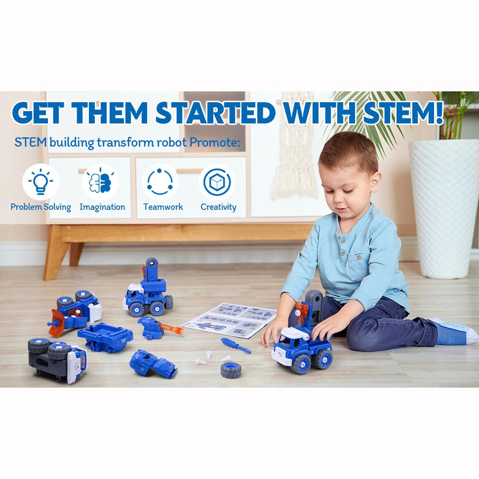 Buy 5 in 1 Transformer Toys, STEM Take Apart Robot Toys, Rescue Bots ...