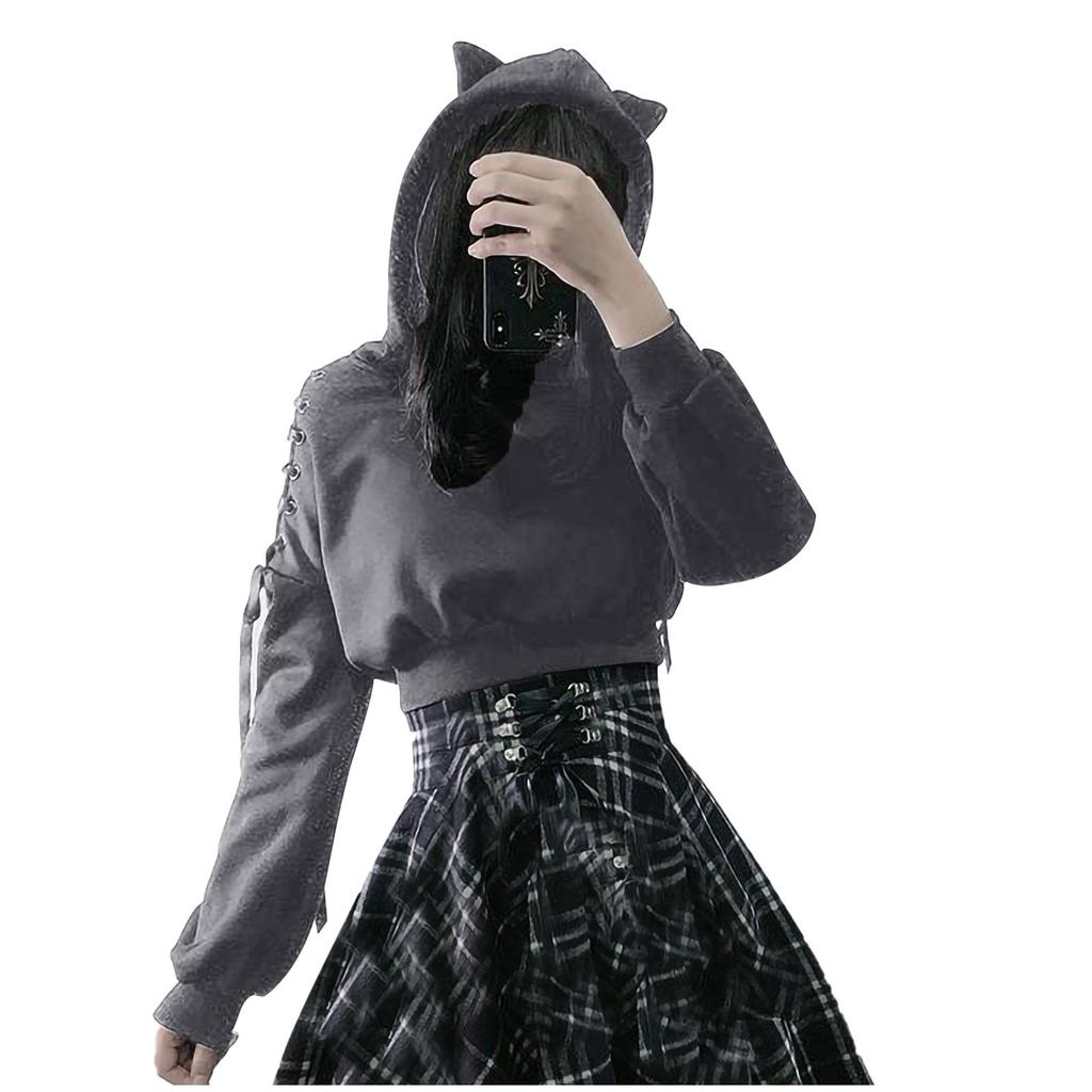 Buy FO Women Cat Ear Hoodie Pullover Long Sleeve Hooded Sweatshirt Cute ...