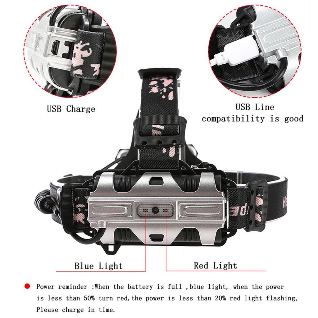 5 LED Headlight 50000LM T6 Waterproof Headlamp Headlight Torch Lamp for ...