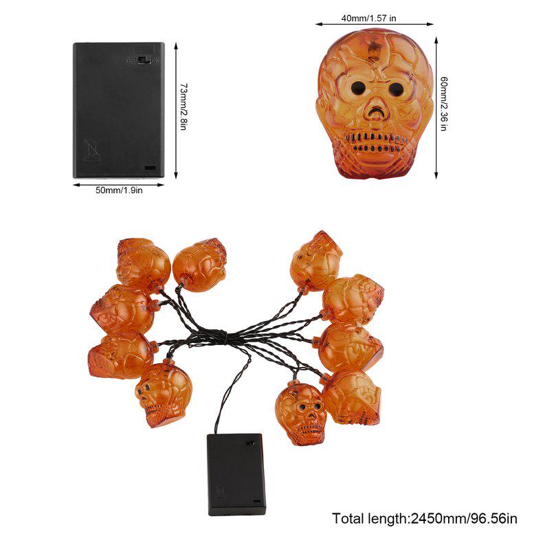 1.9M Skull Shape Light Strip With Battery Box for Easter Day Decoration ...