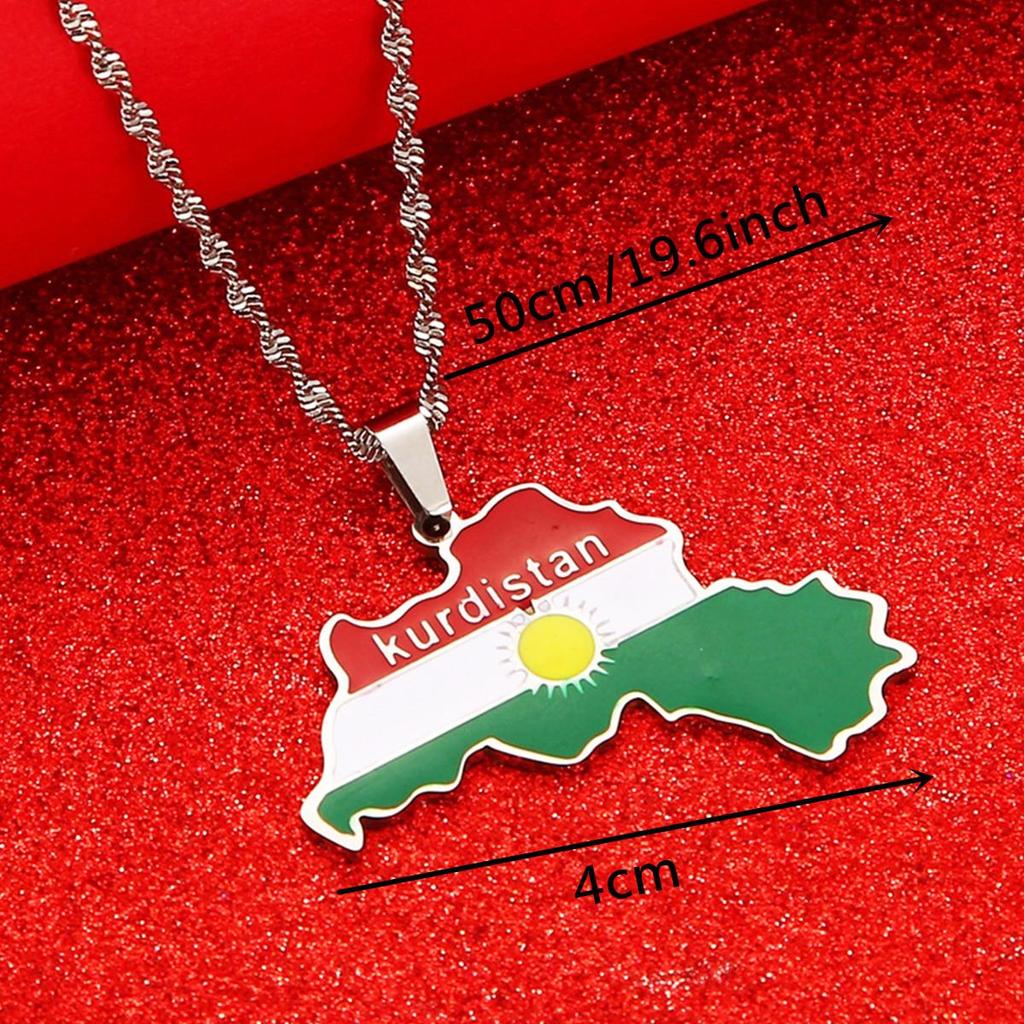 Kaufe Kurdistan Region Karte Anhänger Halsketten Kurdische Gold Farbe ...