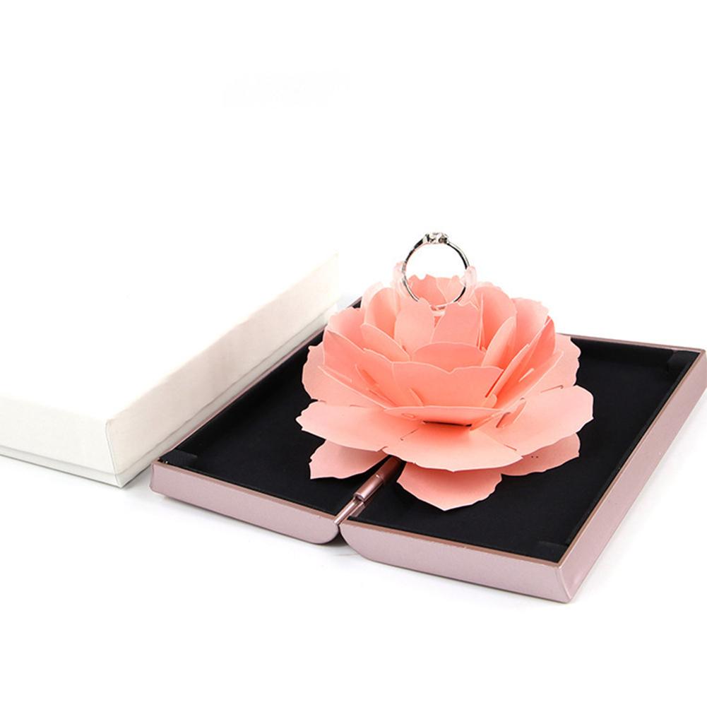 Buy Rotating Rose Ring Box Creative Wedding Valentine Jewelry Storage ...