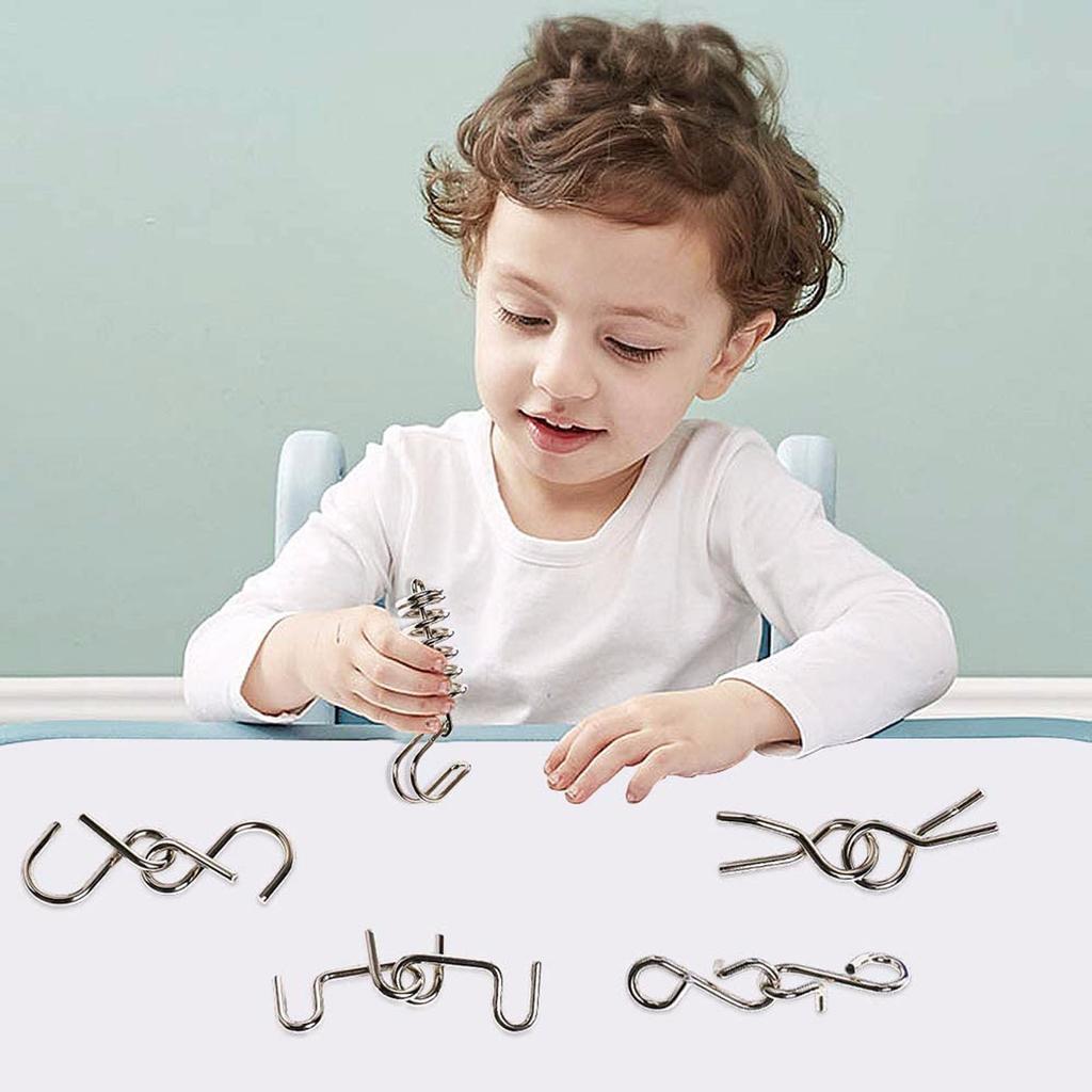 Metal Puzzle Untie Ring Buckle Iron Link Unlock Interlock Game Sets of ...