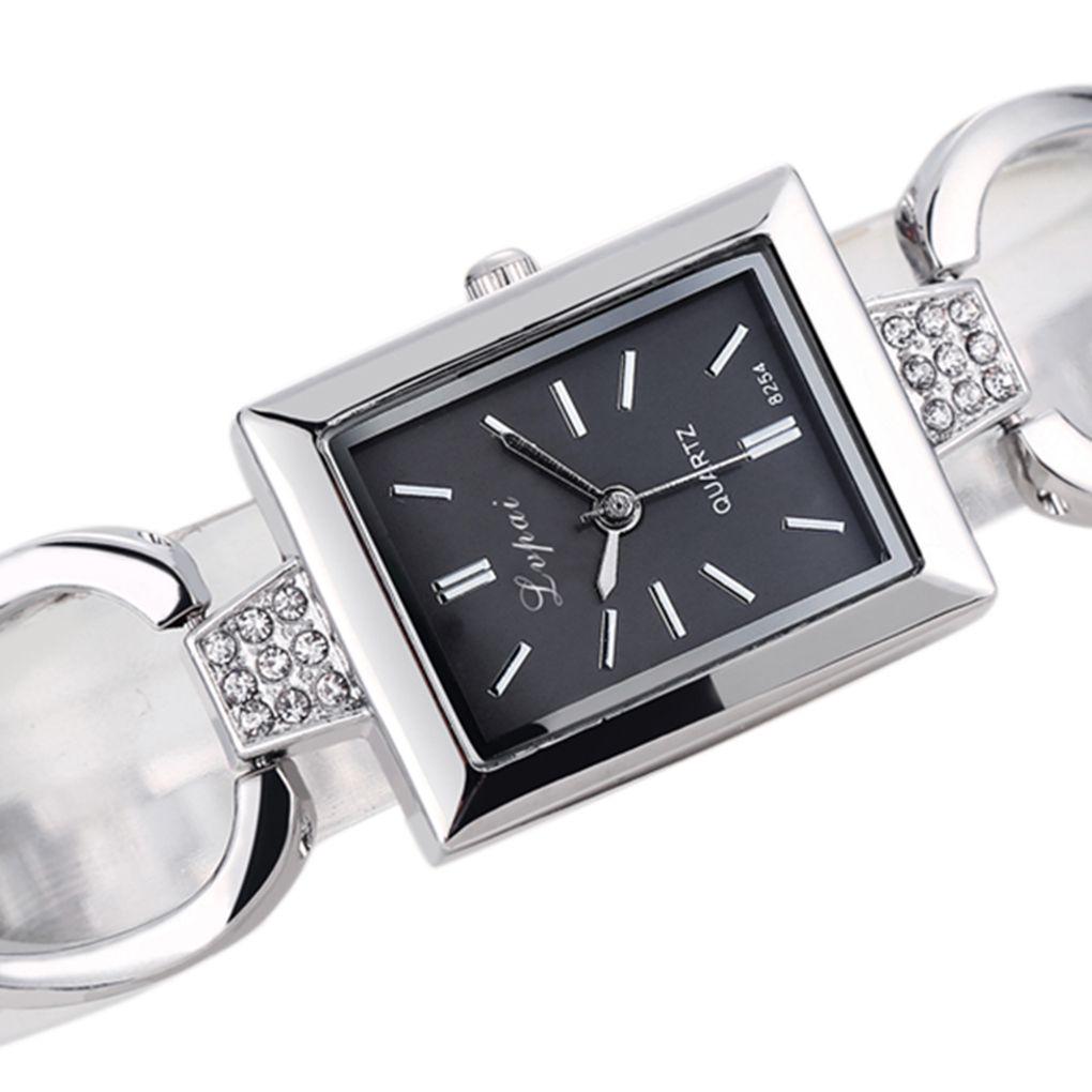 Buy Square Shaped Women Girls Watch Bracelet Quartz Rhinestone Decor ...