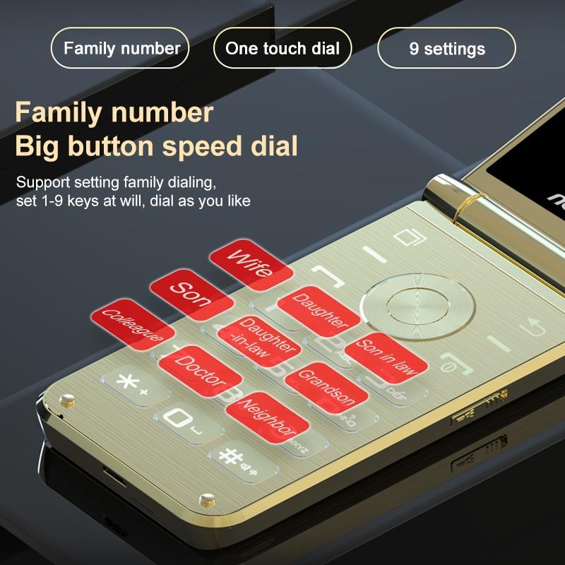 Cheap M9 Dual-screen Flip Elder Phone, 2.8 inch + 1.77 inch, 32MB+32MB, Support FM, SOS, GSM ...