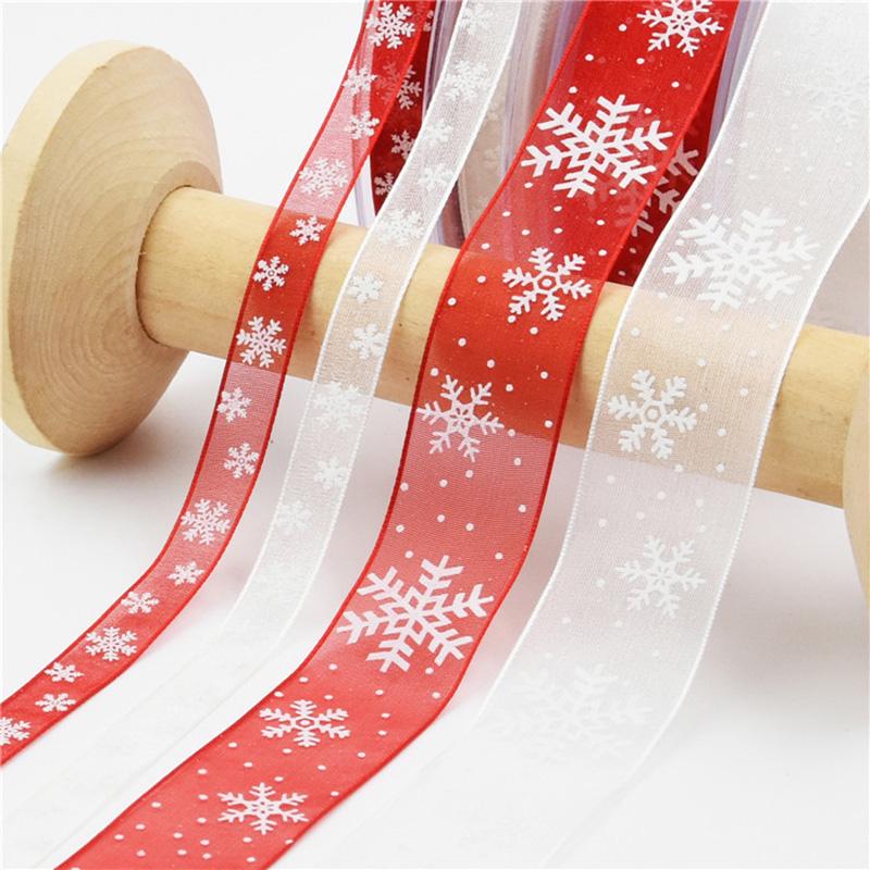 Buy Kerst Lint Organza Christmas Ribbon Snowflake Handmade DIY Gift ...