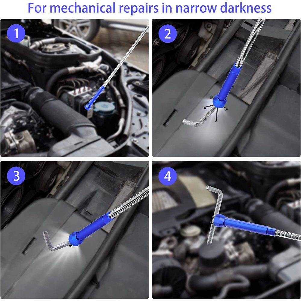 Cheap Claw Magnetic Pickup Tool with LED Light, 24inch Flexible Spring ...