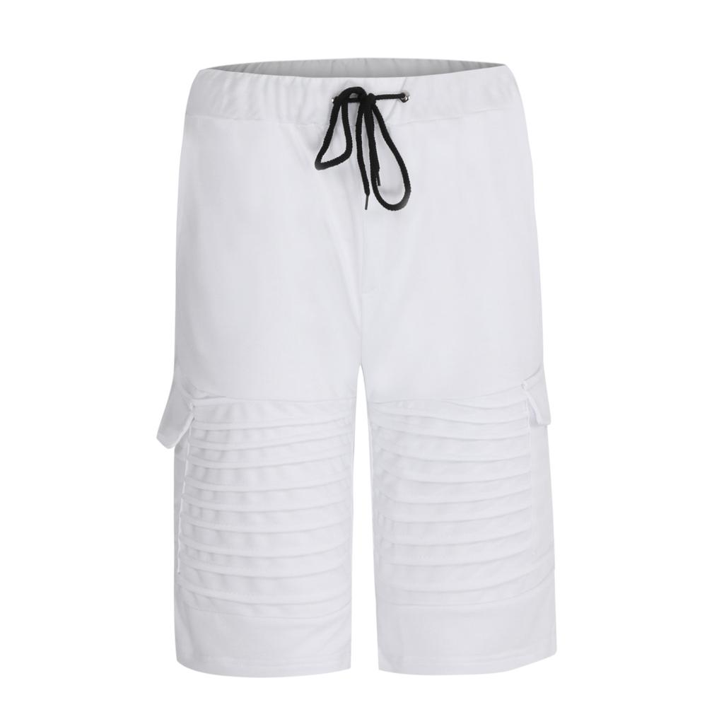 Buy Men's Pleated Solid Color Fitness Sports Five-point Shorts at ...