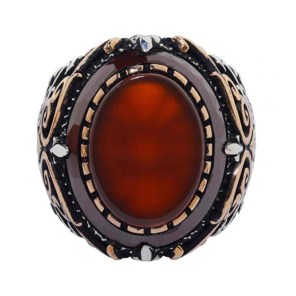 Buy Claret Red Stone Surrounded Dark Claret Red Agate Sterling Silver ...
