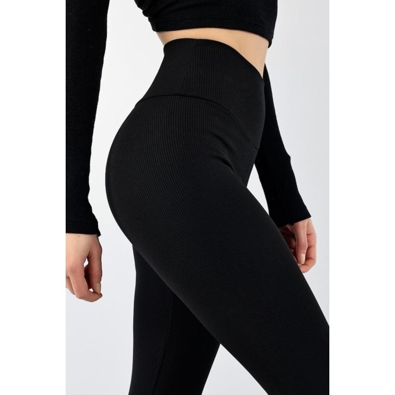 Buy High Waist Contouring Seamless Corduroy Black Leggings Are a ...