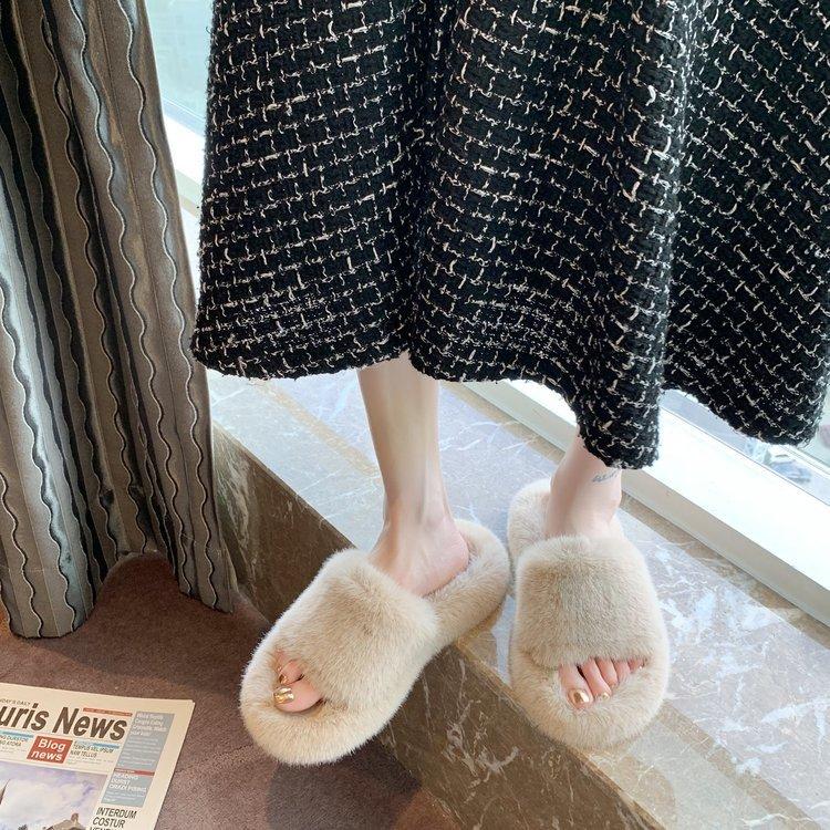 Buy Straight Hair Slippers For Women To Wear Out In Autumn And Winter ...