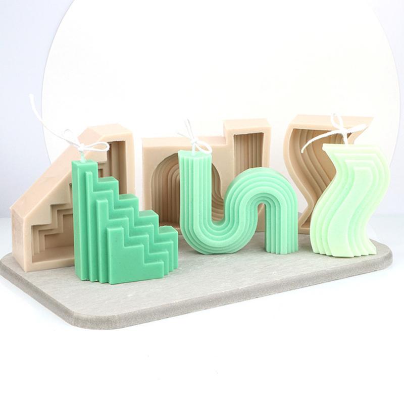 Buy Building Block Candle Mold S-Shaped Staircase Geometric Vase Diy ...