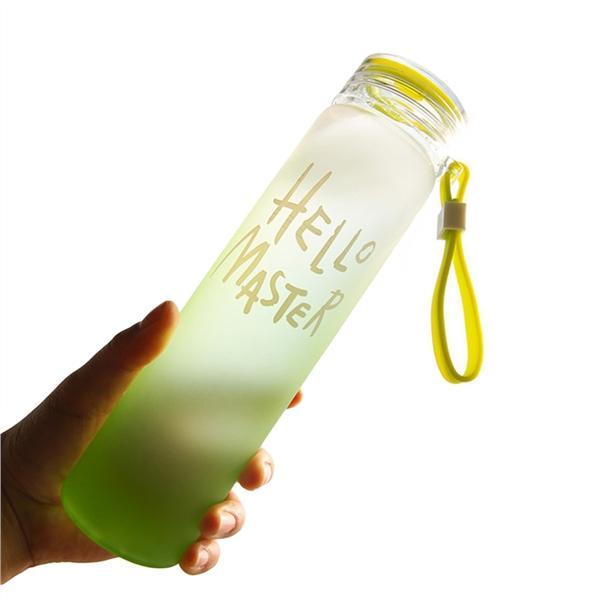 Buy Frosted Glass Drinking Bottle Color Gradient Glass Water Bottle To ...