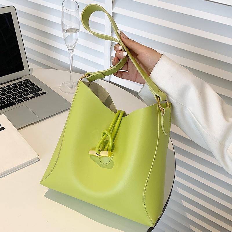 Buy Fashion Design Shoulder Bucket Bags Women PU Leather Drawstring ...