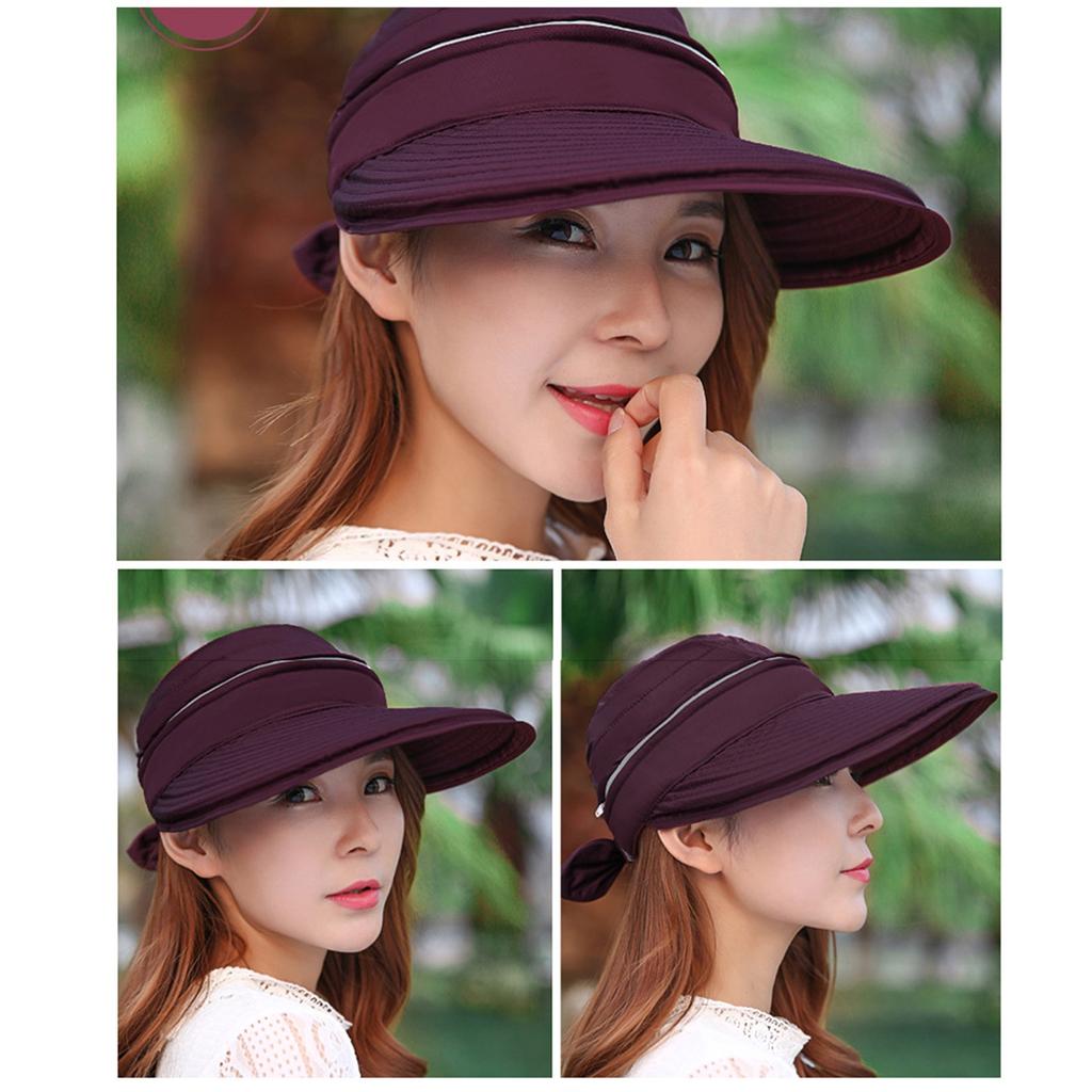 Buy Women's Sun Hat Outdoor Travel Bowknot Empty Top Hat Detachable ...
