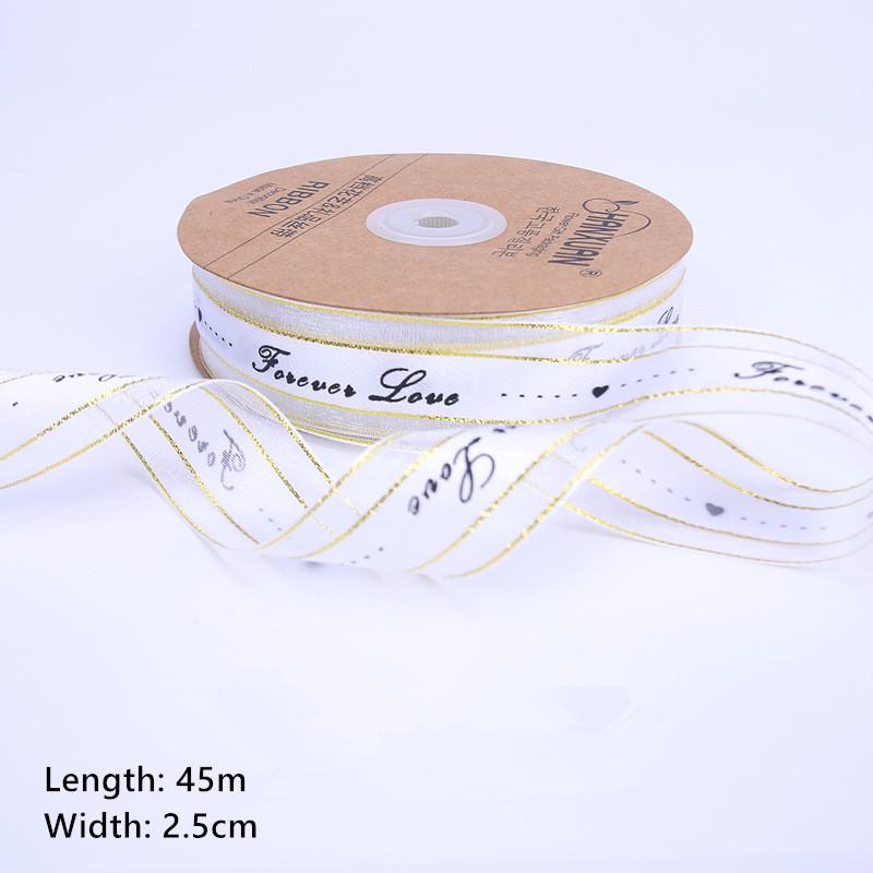 Buy 45m*2.5cm Double-sided Ribbon Letter Satin for Wedding Decor Kids ...