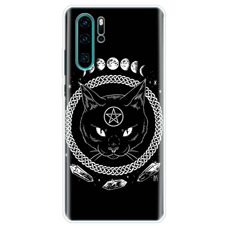 Witch and cat Colorful Cute Cover Phone Case For Huawei Y5 Y6 Y7 Y9S P ...