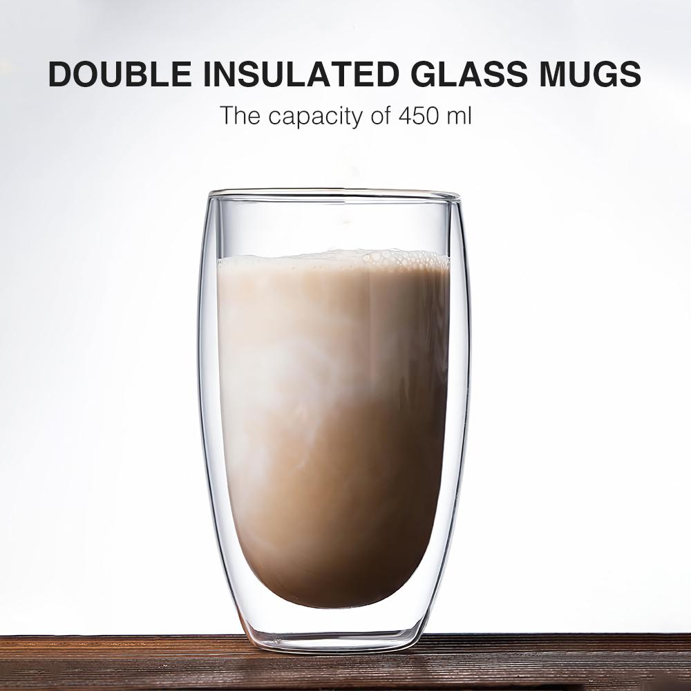 Buy SPART Double Wall Glasses 450ml/13.5-Oz Insulated Mugs Double ...