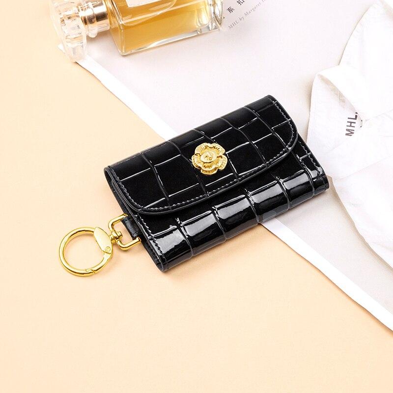 Genuine Leather Keychain Women Key Holder Organizer Pouch Cow Split ...