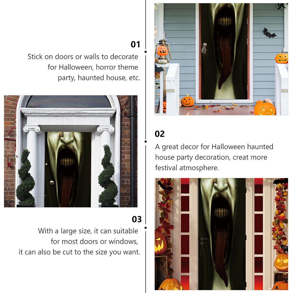Buy 2 Pcs Halloween Door Sticker Halloween Door Poster Party Horror ...