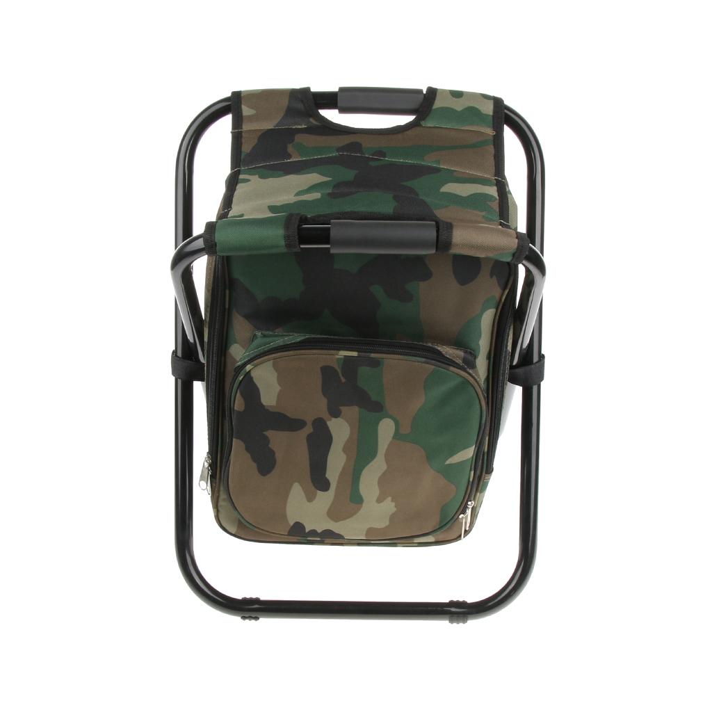 Foldable Backpack Chair Portable Camping Stool w/ Cooler Bag Rucksack ...
