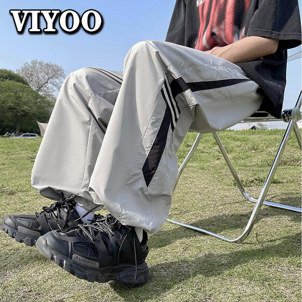 Pantalon Cargo Y2K pour hommes, survêtement rayé, noir, décontracté ...