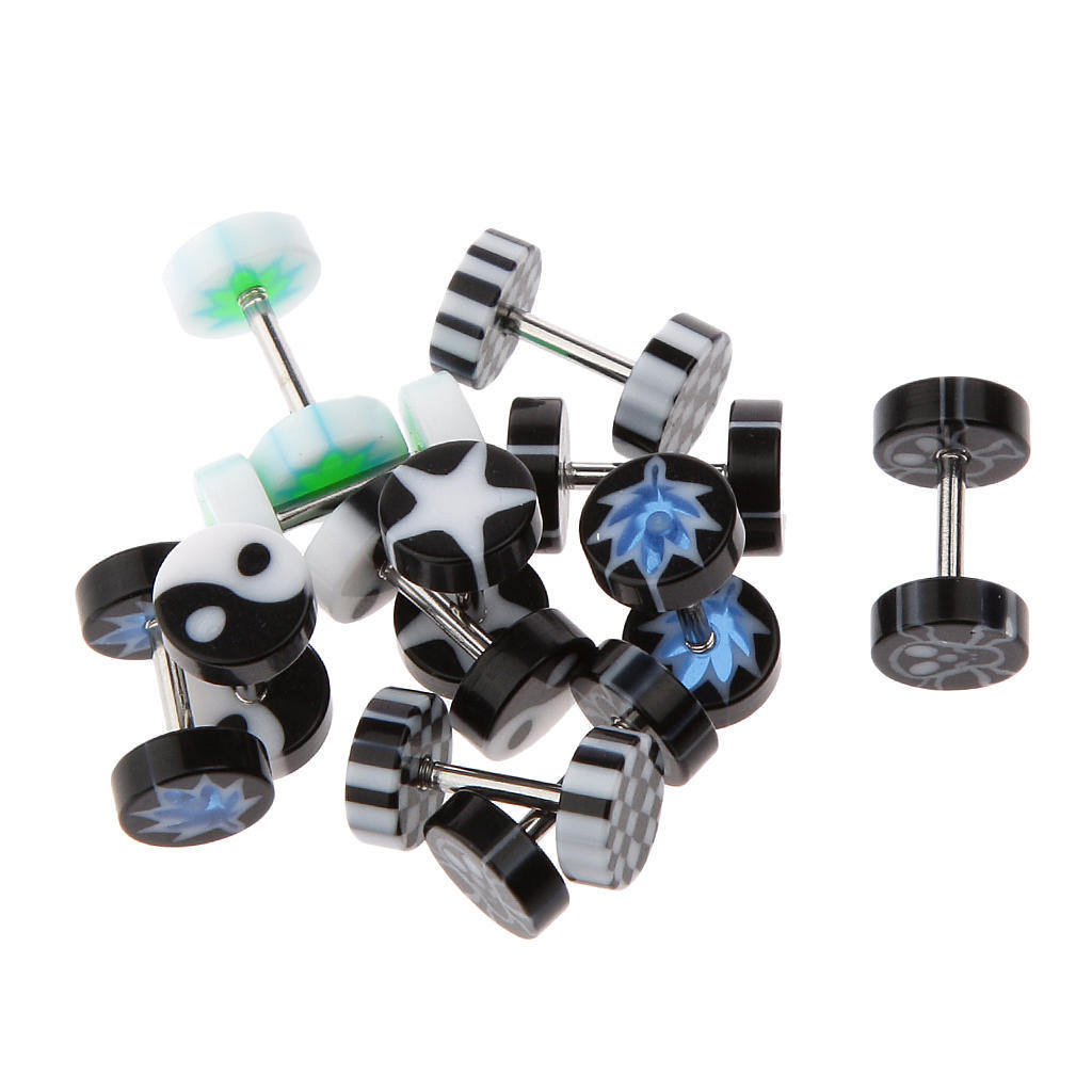 12 Pcs 6mm Mix Style Earplugs Stretcher Ear Studs Earrings Expander ...