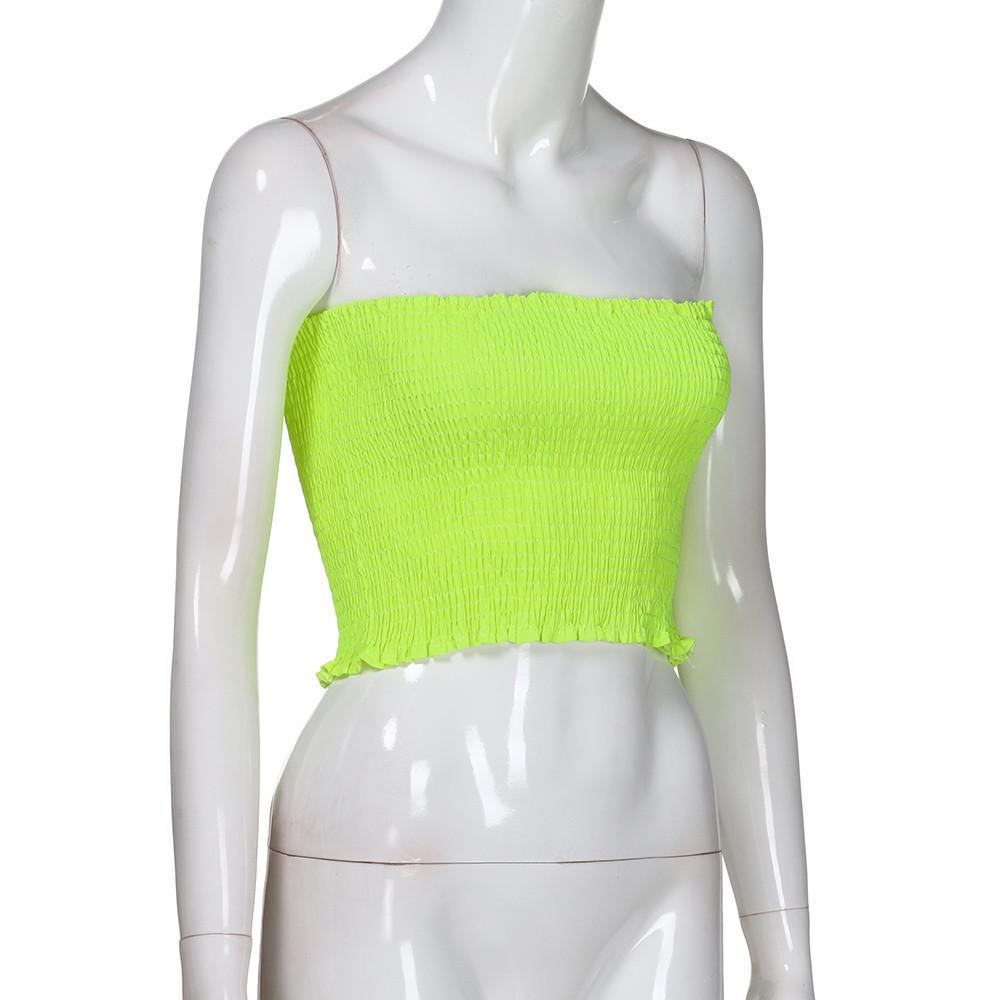 Buy Women Ladies Pure Color Camis And Tank Tops Strapless Elastic ...