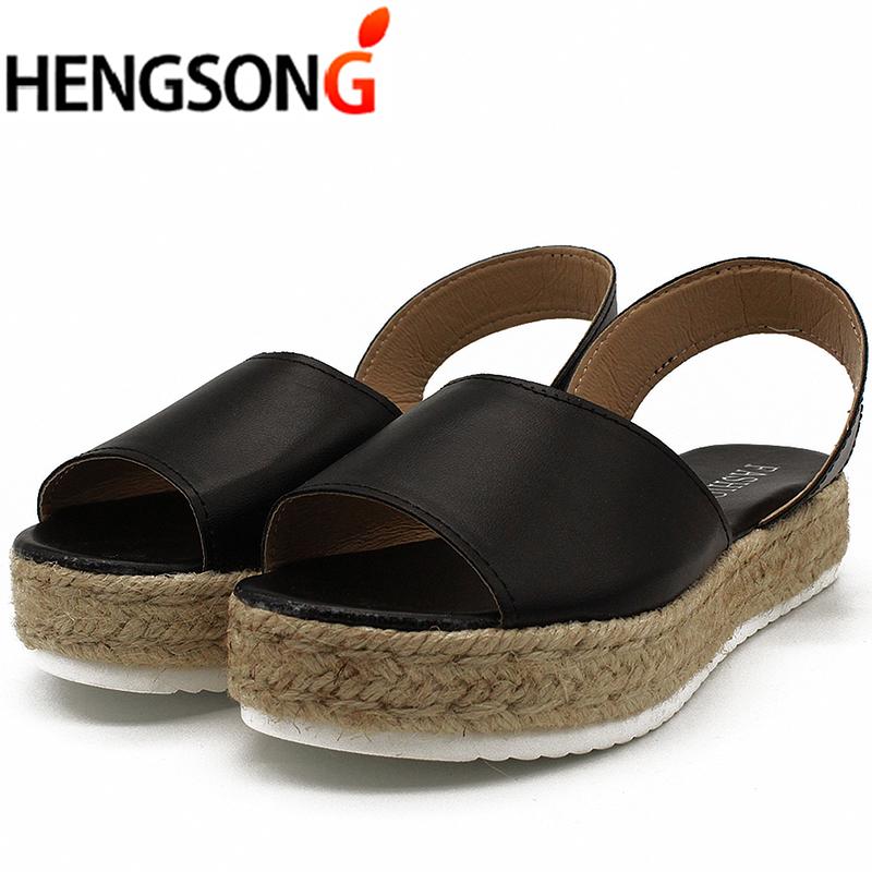 Shoes Sandals Women's Ladies Summer Flat Woven Thick-Bottom Sandals ...