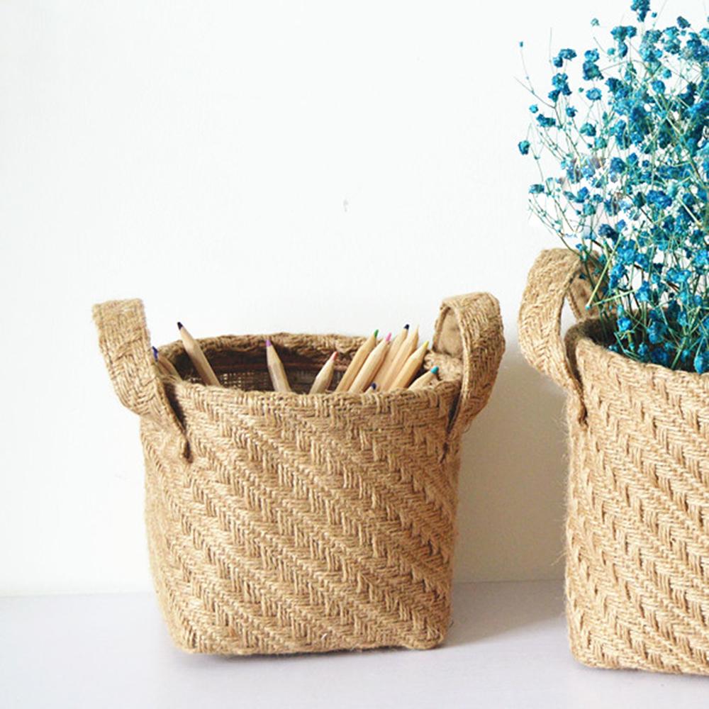 Buy Folding Hanging Storage Basket Retro Sack Cotton Linen Bags Mini ...