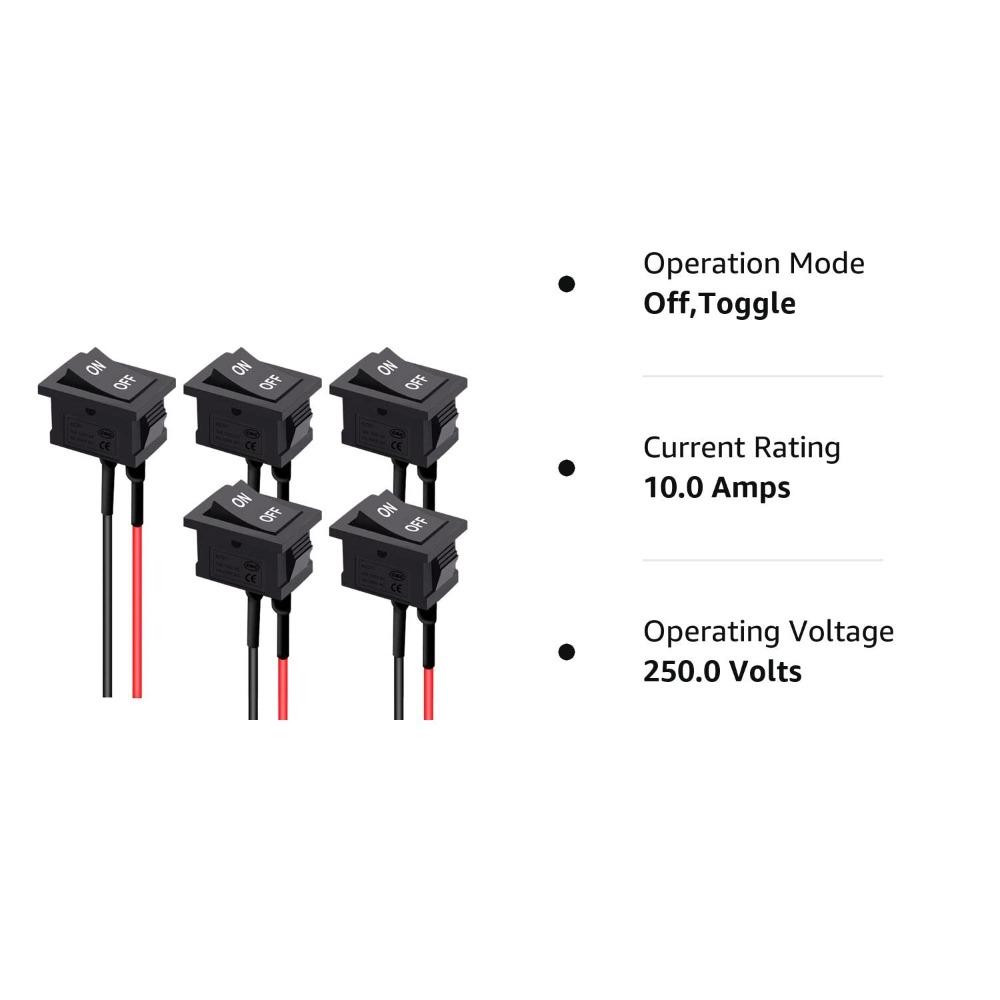 2Pin ON/Off Square Toggle Switch Latching Rocker Switch Latching ...