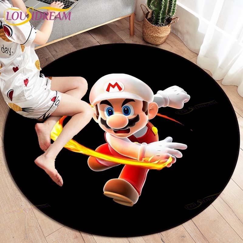 Cartoon Mario Bros Round Carpets for Living Room Rugs Soft Flannel ...