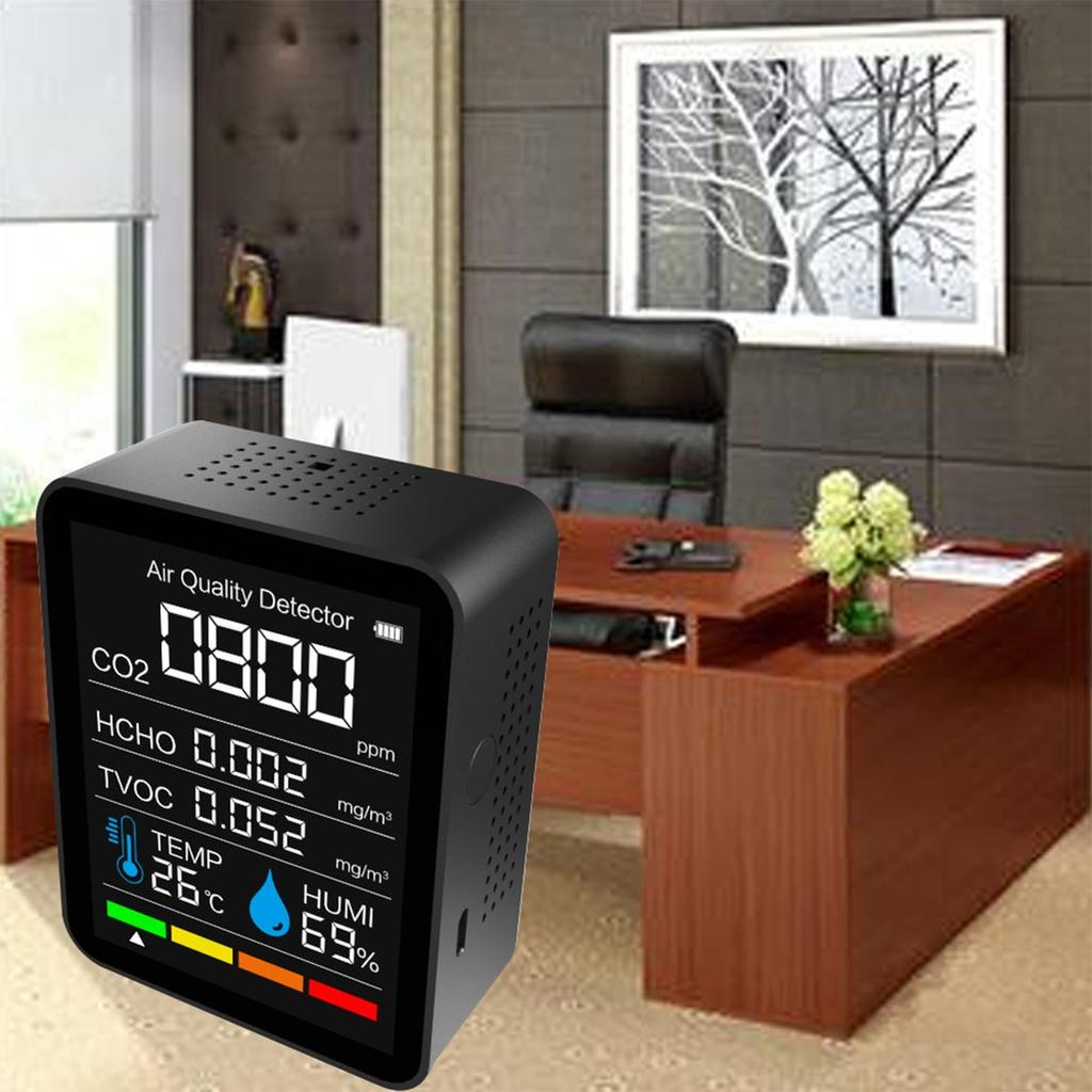 Buy JS Carbon Dioxide Detector ZN-AZ-2CO3TB 5-in-1 CO2 Meter Digital Temperature Humidity Meter ...
