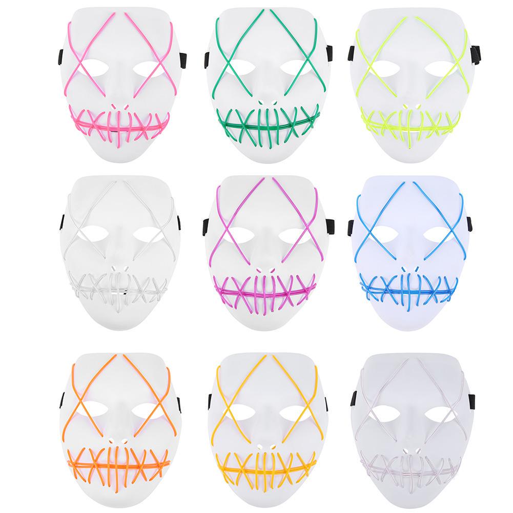Buy Halloween Mask Slit Mouth LED Light Up Cosplay Funny Glow Masks ...