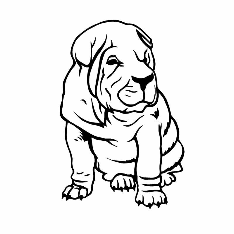 Buy 9CM*13.7CM Shar Pei Dog Waterproof Car Sticker Bumper Window ...
