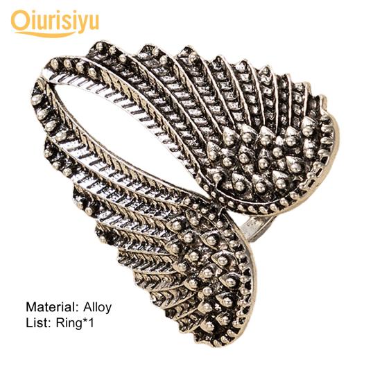 Buy Women Silver Color Wear Resistant Alloy Angel Wing Metal Rings at ...