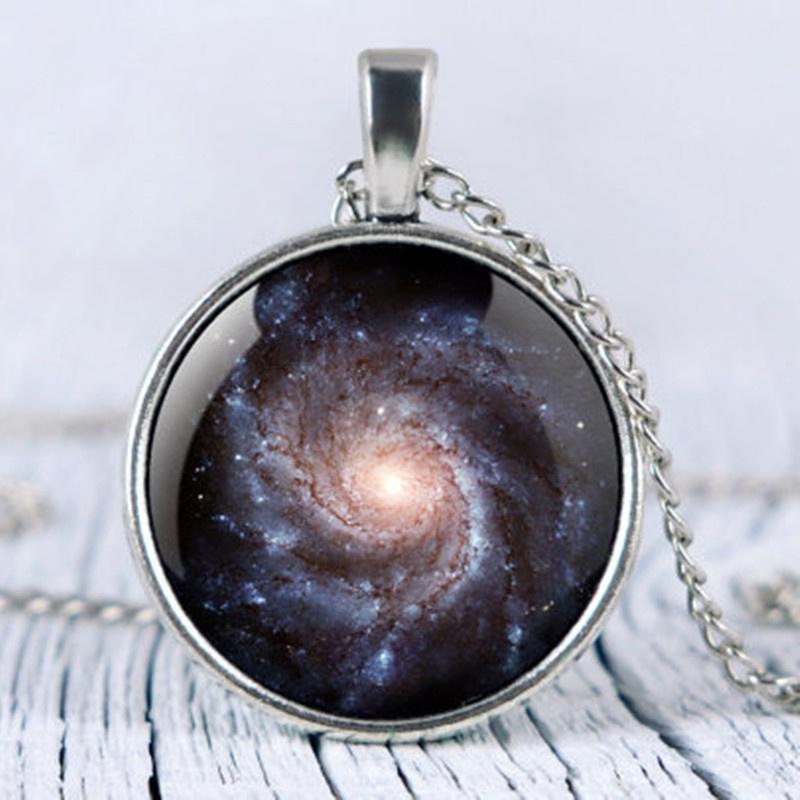Buy Galaxy Necklace Black Spiral Galaxy Pendant Space Necklace Universe ...
