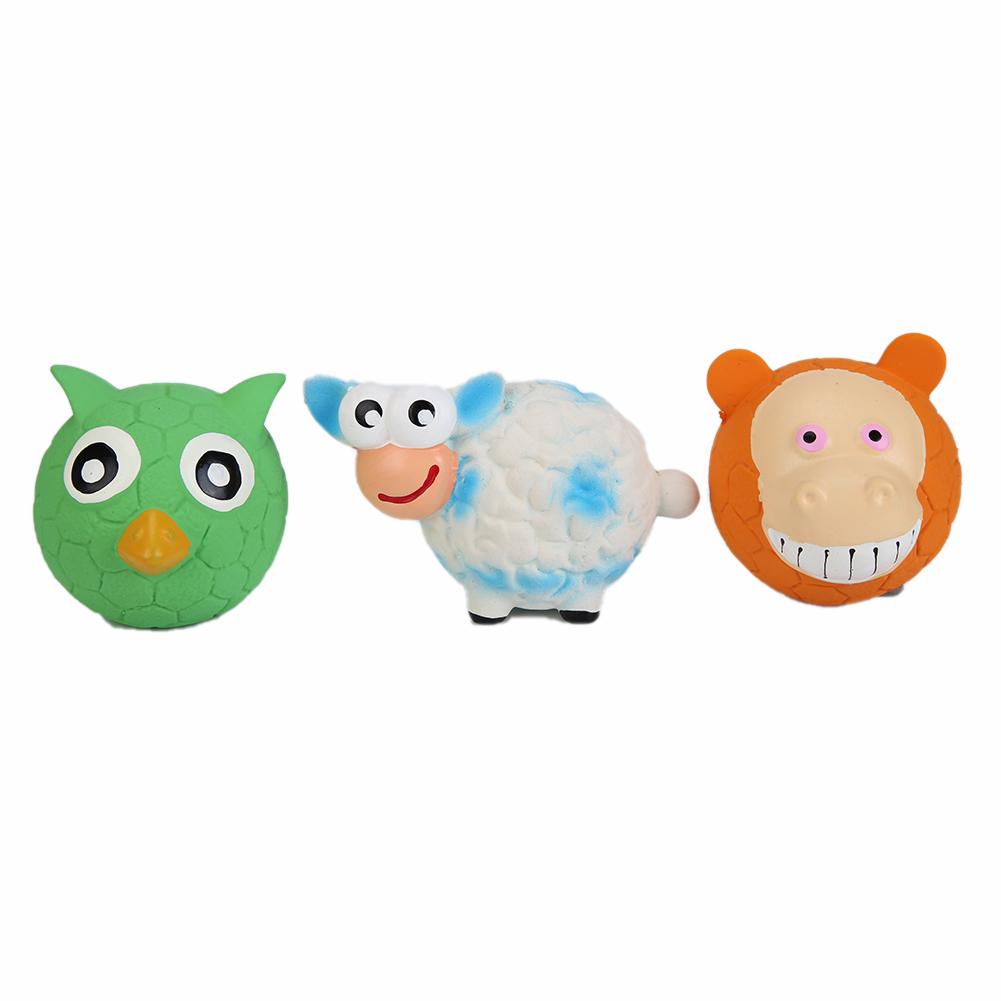 Buy Cute Ball Shaped Animals Squeak Latex Toy Funny Dog Bite Chew Molar ...